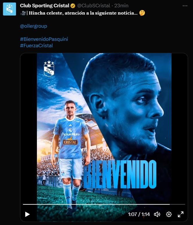 Sporting Cristal oficializó el fichaje de Nicolás Pasquini | América ...